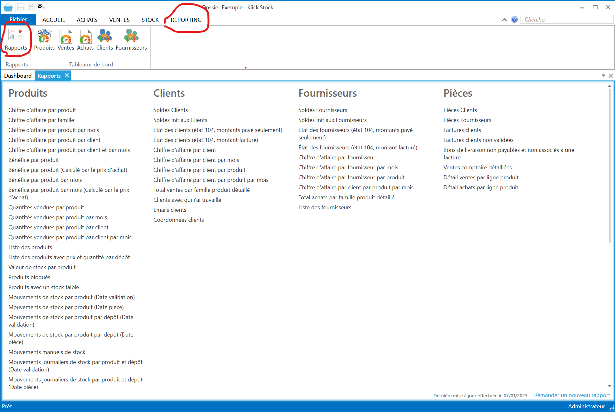 Comment accéder au reporting ? | Documentation Klick Stock